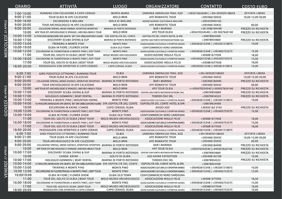 Olbia Spring: ecco il programma completo